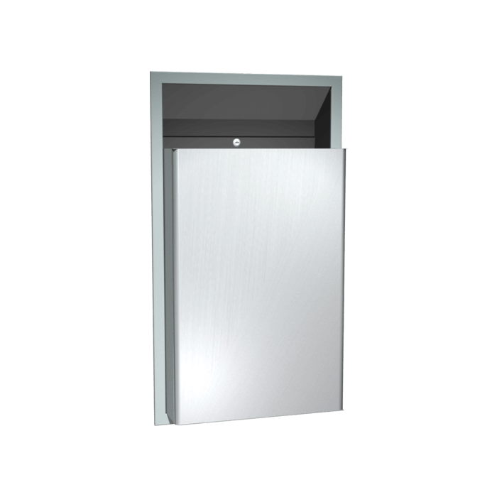 ASI 0458-CX Traditional Semi-Recessed Waste Receptacle, 12 Gal, 7.5" Rec, 0.5" Proj ...