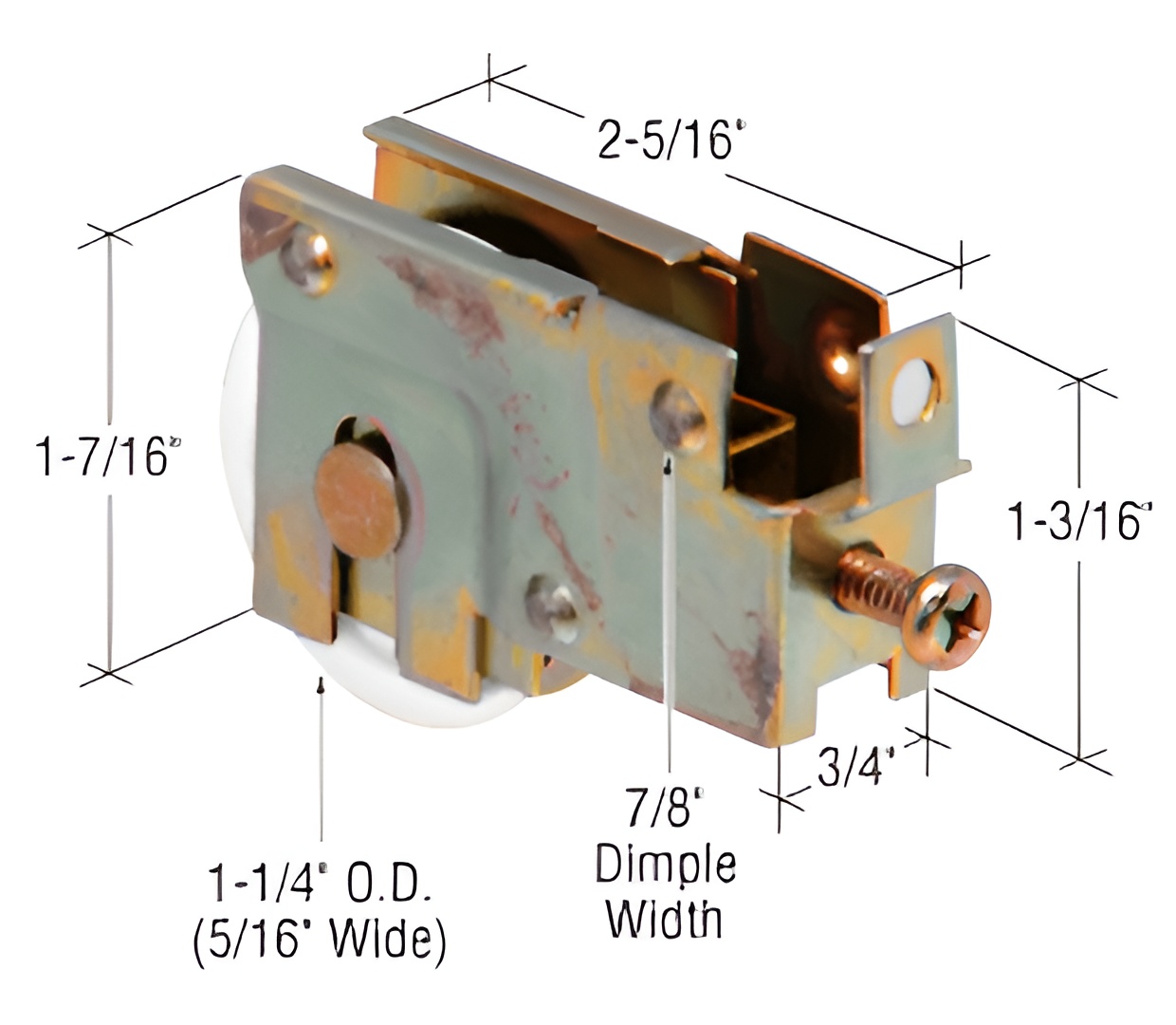 CRL D1733 1-1/4" Nylon Sliding Door Roller for Northrop, 23/32" Housing ...