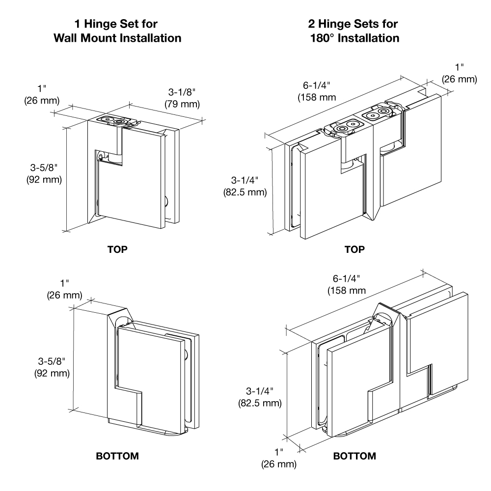 CRL ZER000CH Polished Chrome Zero Hinge Set | thebuilderssupply.com