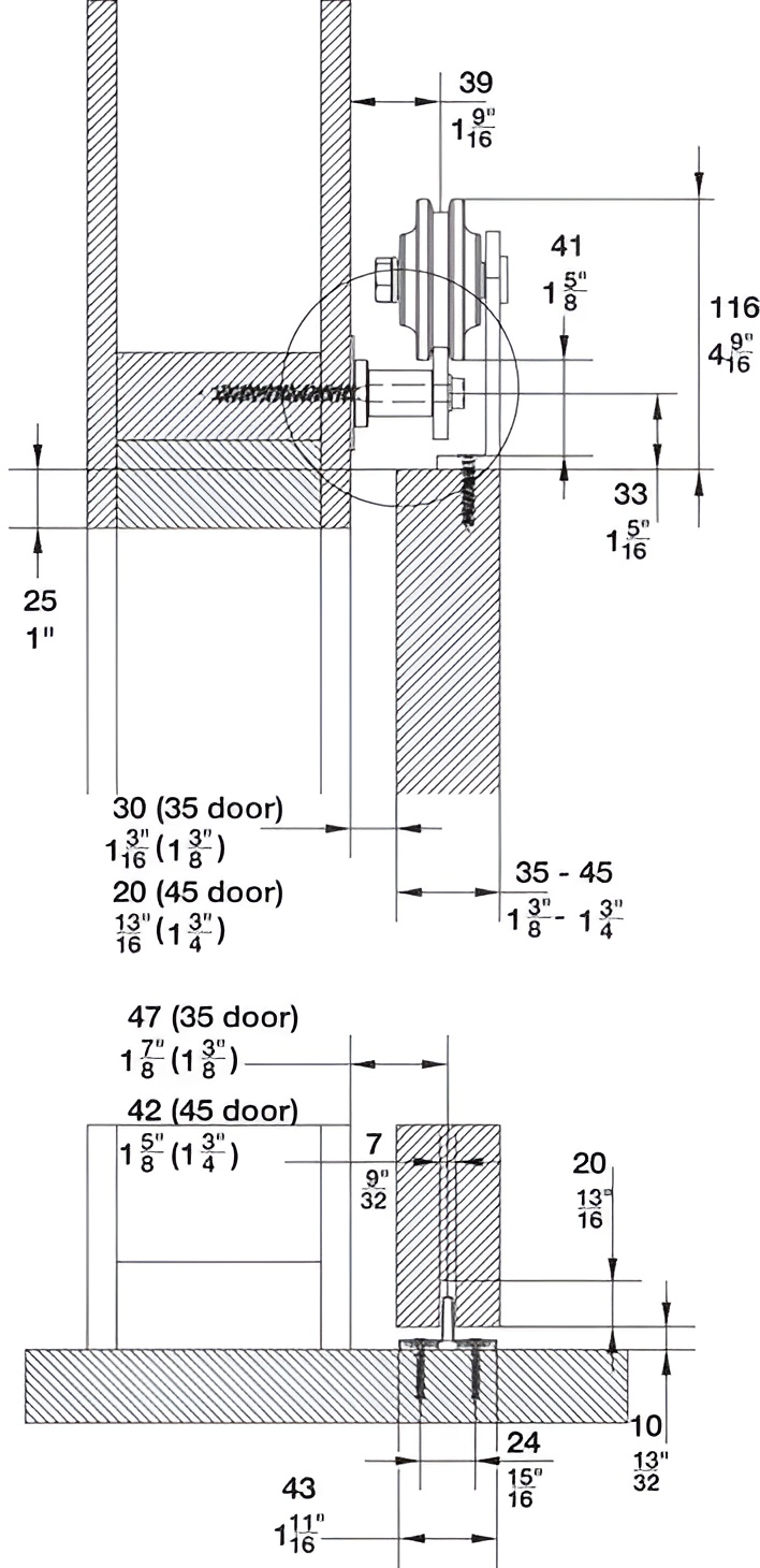 Hafele 941.32.014 Slido D-Line42 Flat Track Sliding System 100R Set ...