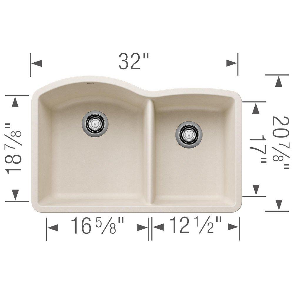 Blanco 443064 32" Silgranit Undermount Double Bowl Kitchen Sink - Soft ...