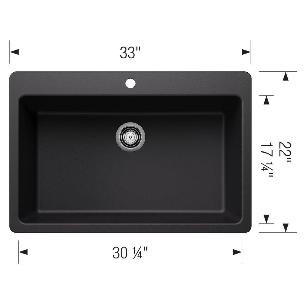 Blanco 443194 33" Dual Mount Silgranit Single Bowl Kitchen Sink - Coal ...