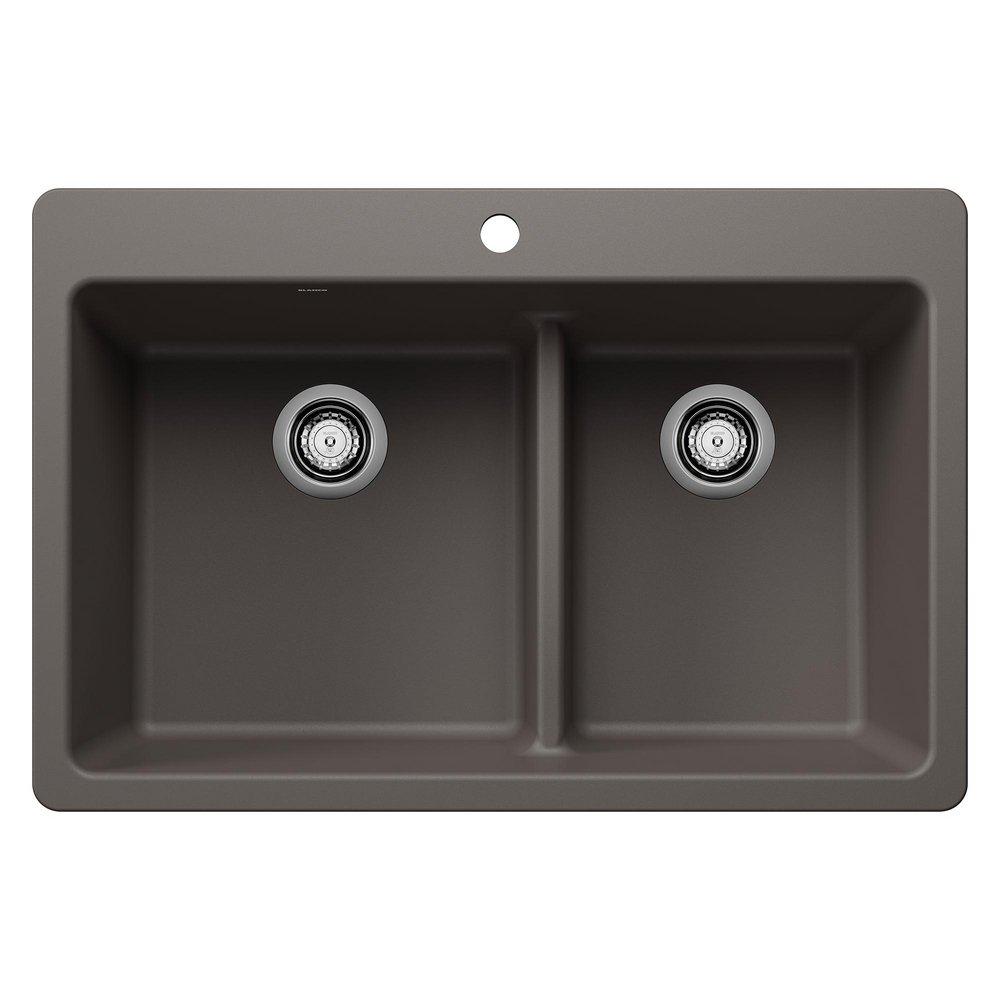 Blanco 443216 33" Dual Mount Silgranit Double Bowl Kitchen Sink ...