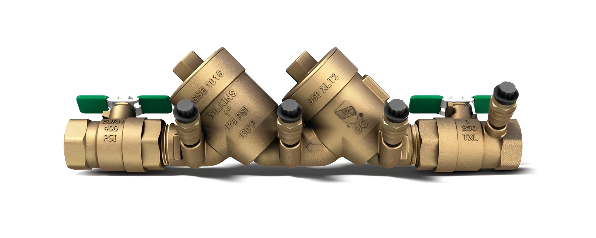 Zurn 1-950XLT2 Bronze 1" FPT Double Check Valve Assembly with Quarter ...