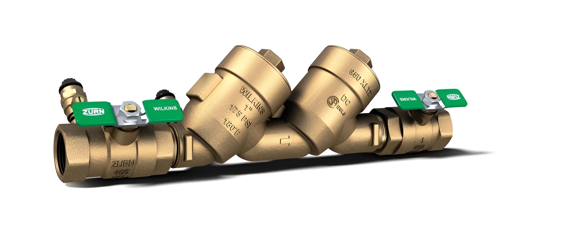 Zurn 1-950XLT2 Bronze 1" FPT Double Check Valve Assembly with Quarter ...