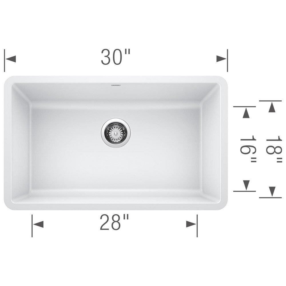 Blanco 442533 30" Undermount Silgranit Single Bowl Kitchen Sink - White ...
