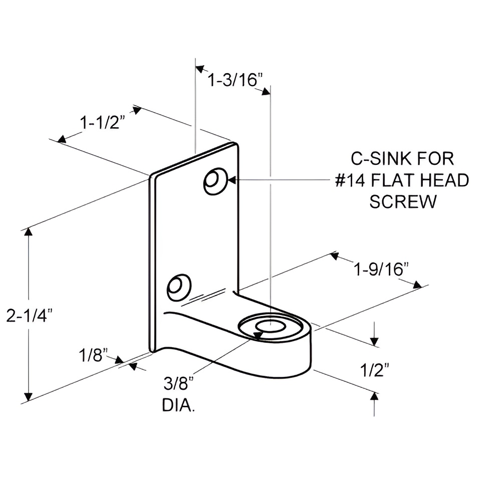 Jacknob 3213 Accurate Flat Bottom Hinge Bracket 1300-O Stainless Steel ...
