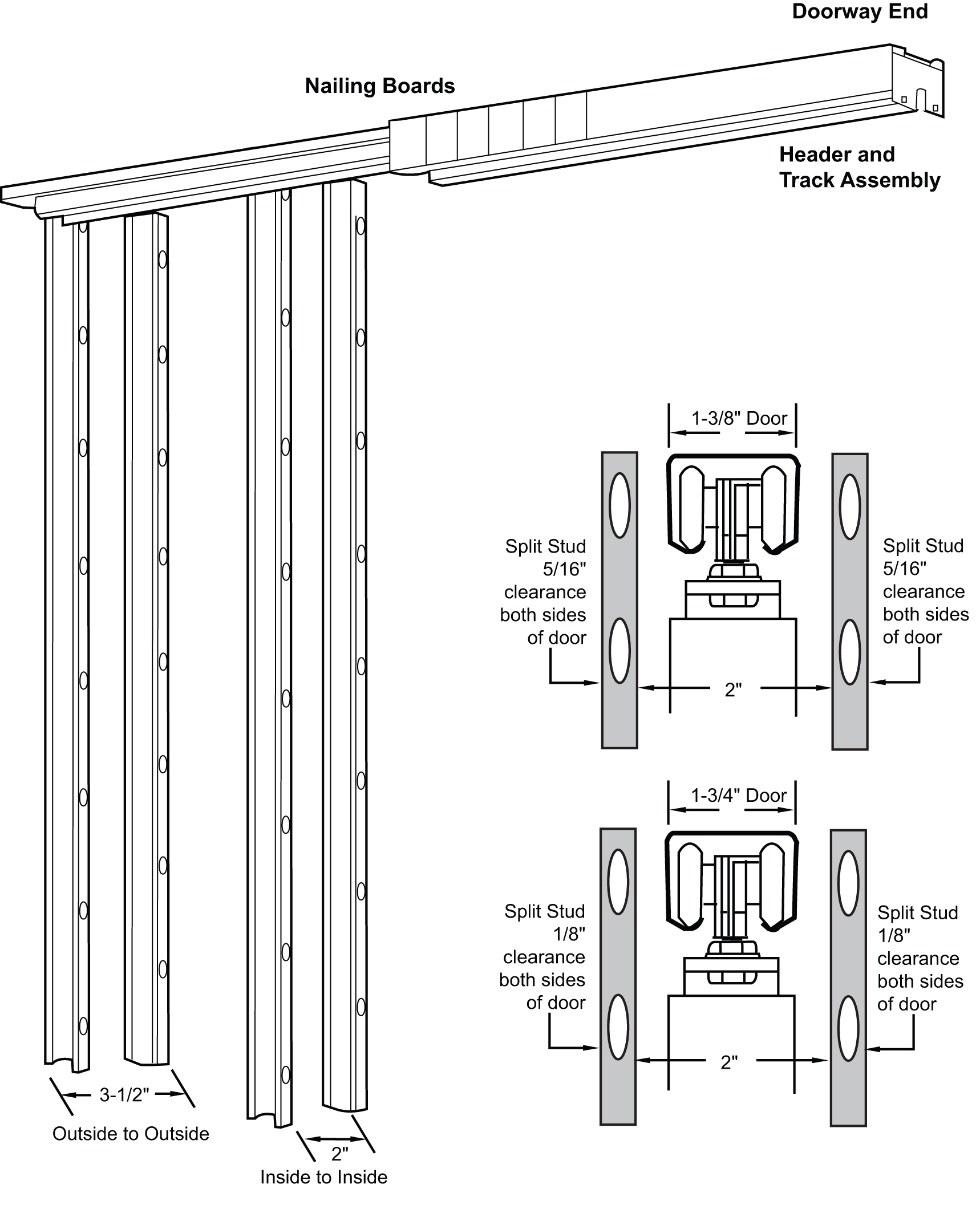 NGP SLAL-250-PDKIT Aluminum Pocket Door Frame Kit with Top Mount Track ...